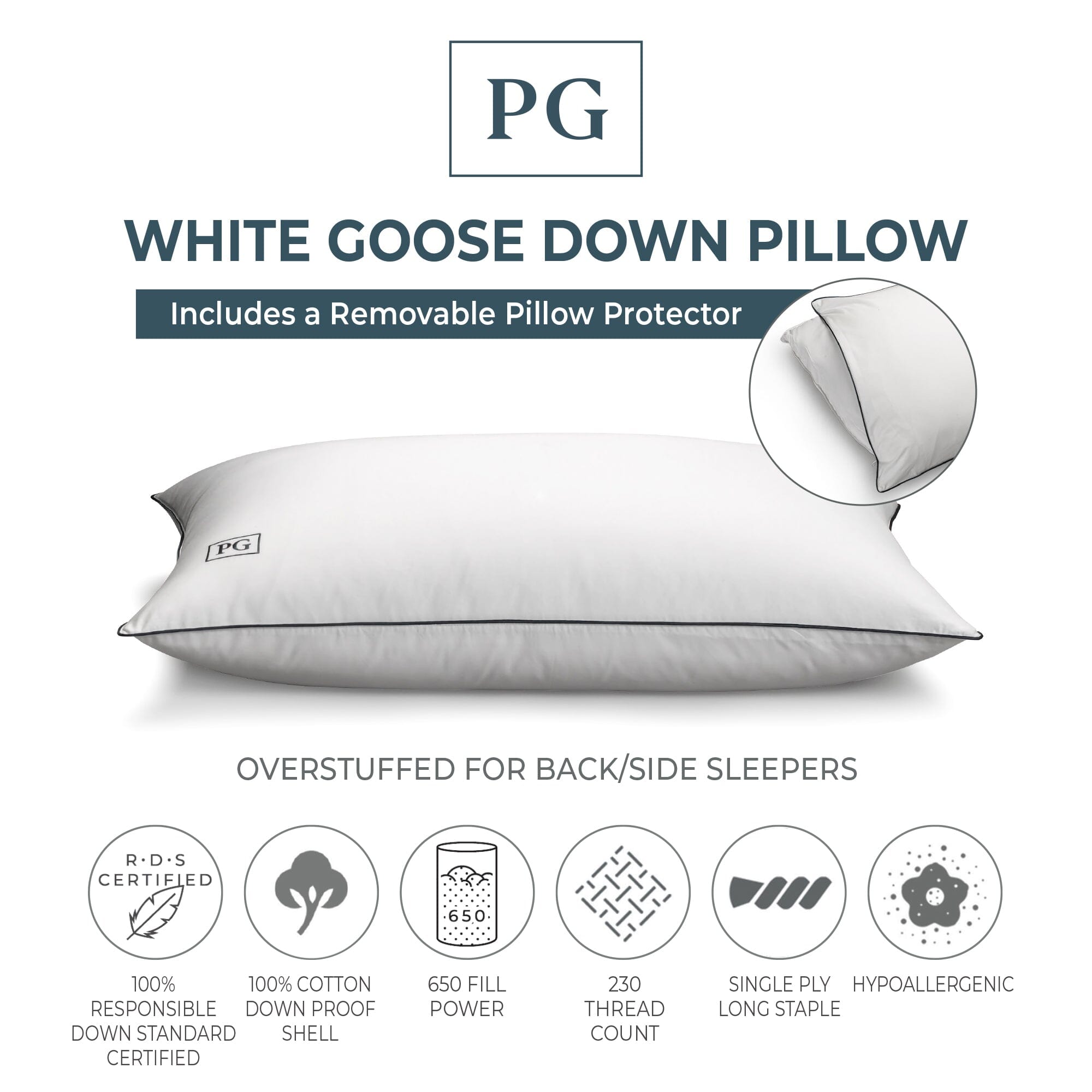Overstuffed Pillow | Side/Back Sleeper Down | Pillow Guy