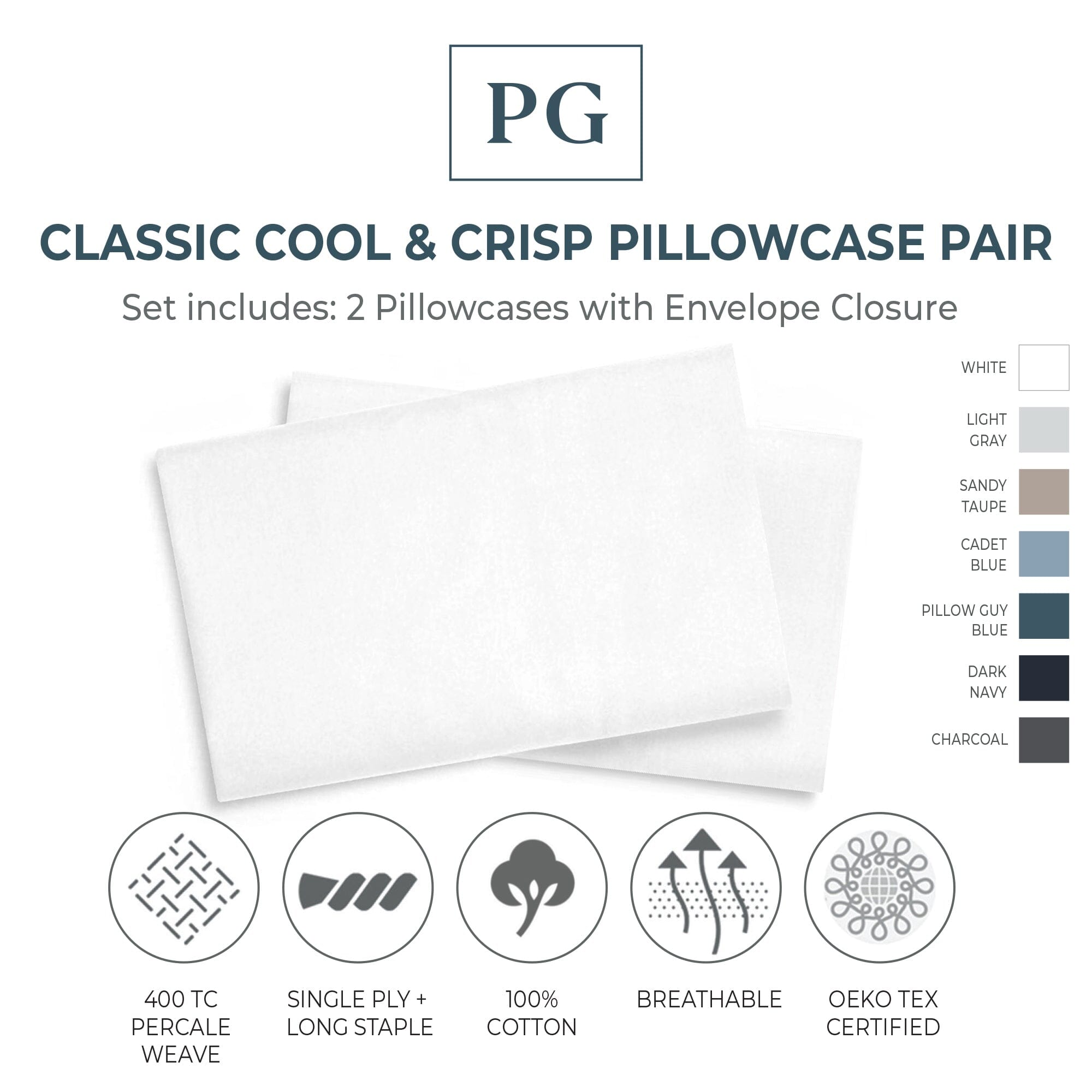 Classic Cool & Crisp Pillowcase Pair | Pillow Guy